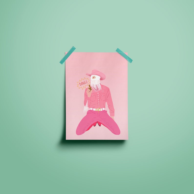Pink Cowboy Poster A4/A5/A3 Country Music Poster Gay | Etsy