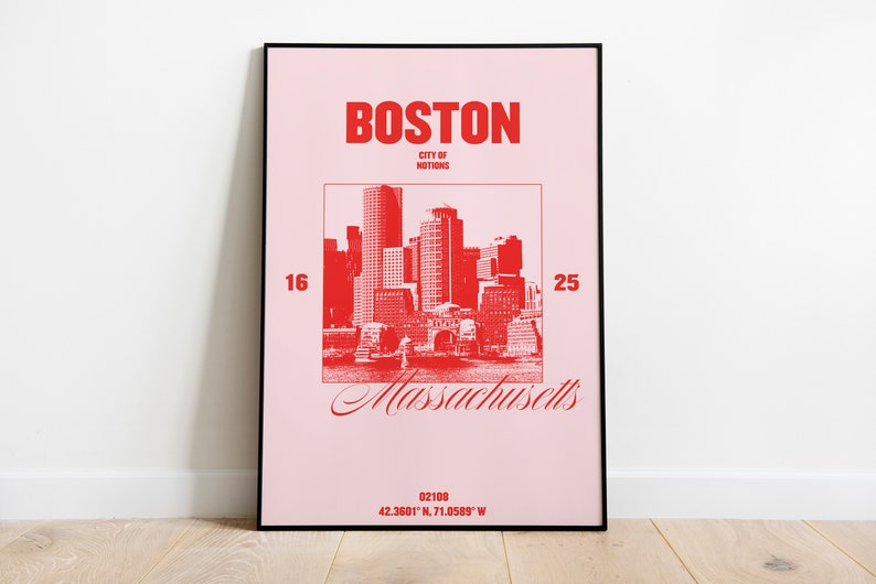 Boston Poster | Boston Print | Travel Poster | Boston Longitude ...
