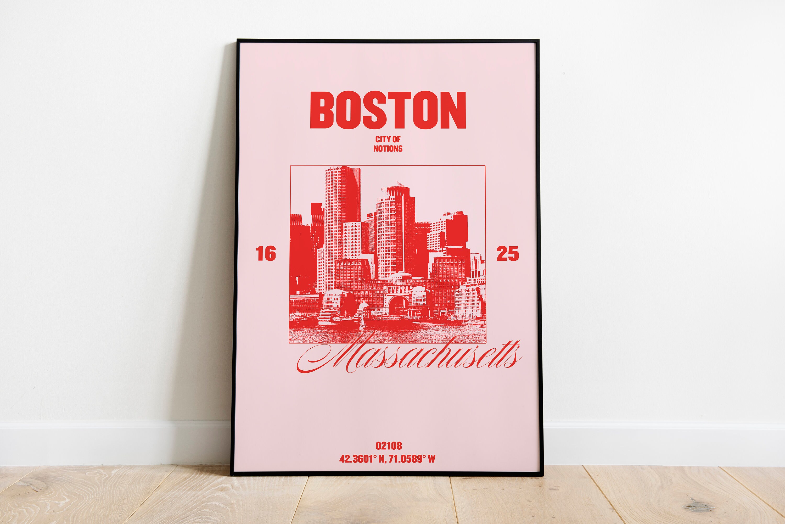 Boston Poster | Boston Print | Travel Poster | Boston Longitude ...