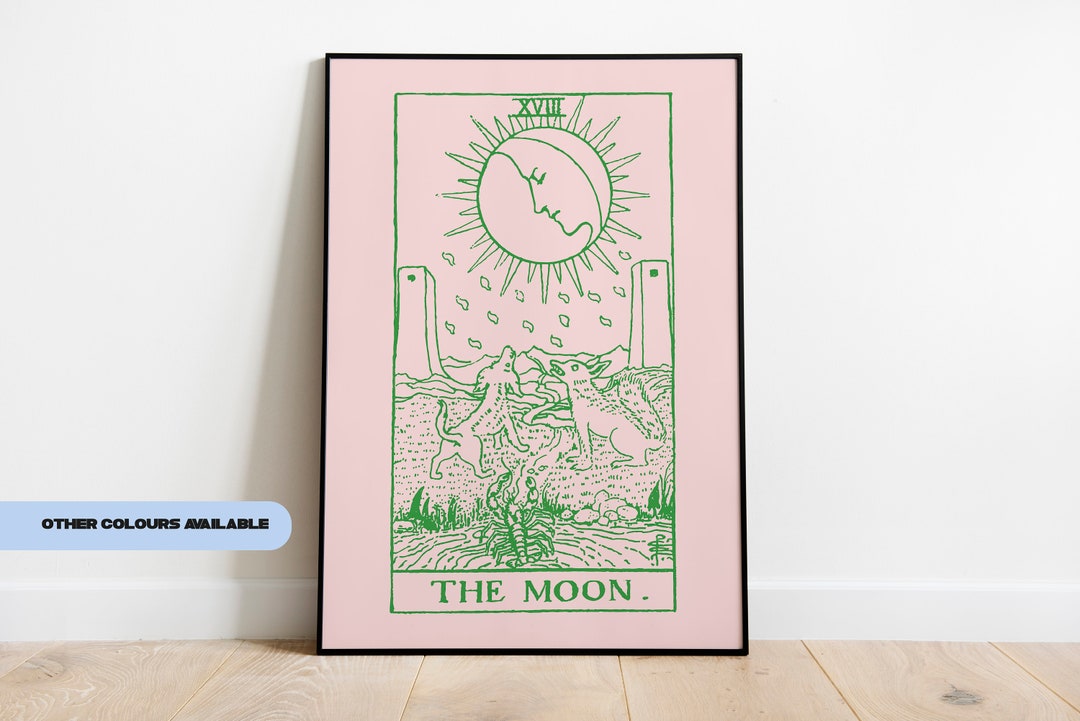 Pisces Wall Art | the Moon | Tarot Card Art Print | Illustration Print ...