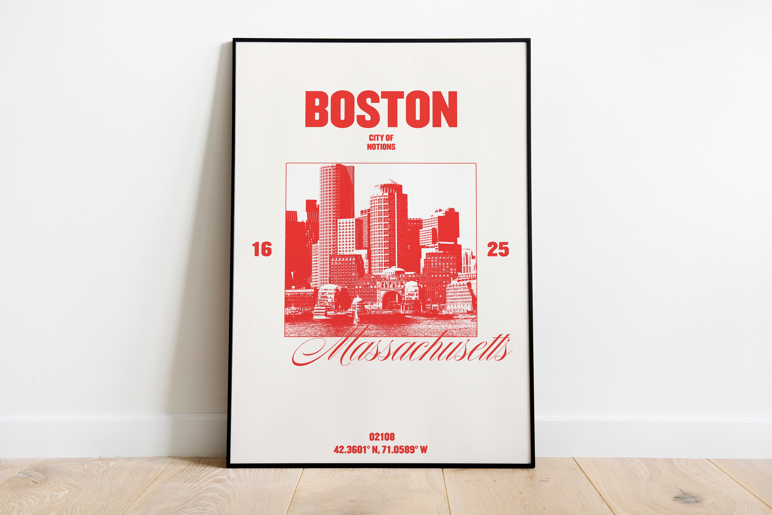 Boston Poster | Boston Print | Travel Poster | Boston Longitude ...