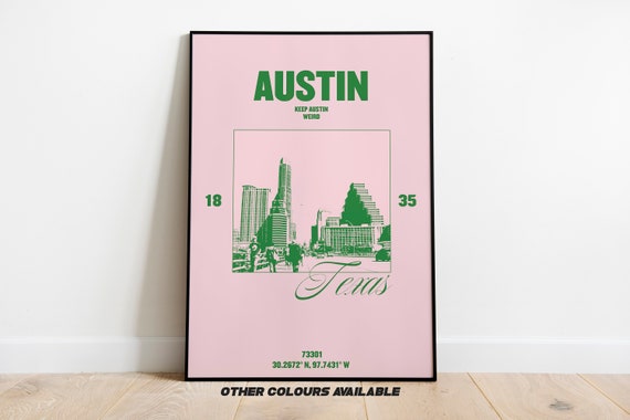 Austin Poster Texas Print Texas Travel Poster Austin - Etsy