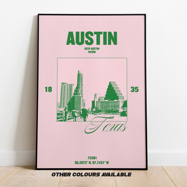 Austin Vintage Poster - Etsy