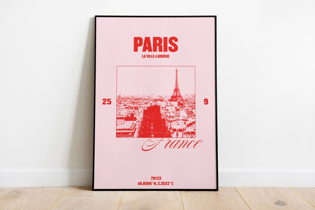 Paris Poster | Paris City Print | Travel Poster | Paris Longitude ...