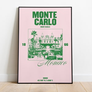 Monte Carlo Poster | Monaco City Print | Travel Poster | Monaco ...