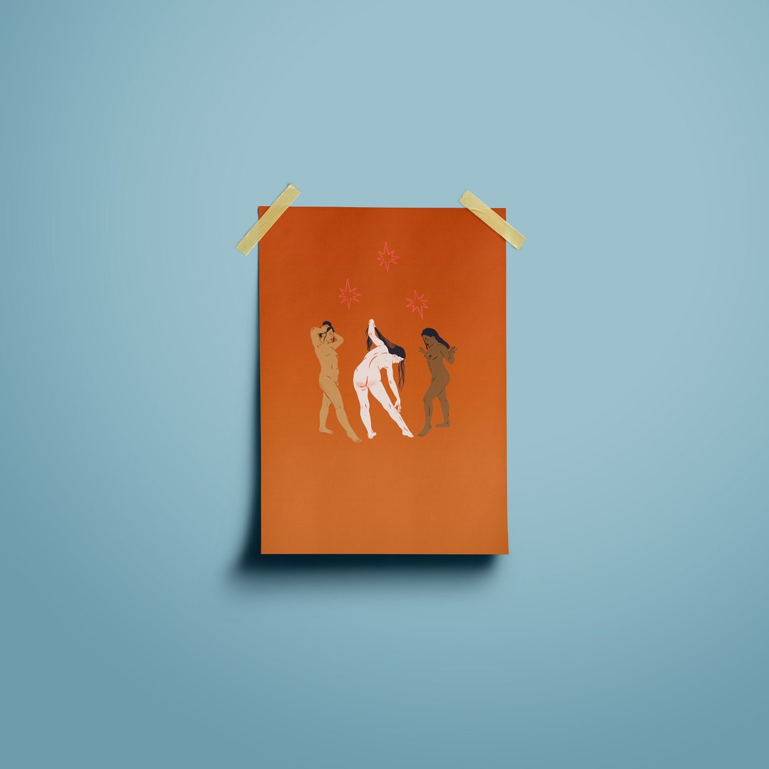 Nude Ladies Art Print | Frolicking Nakey Women | Body Positive Art ...