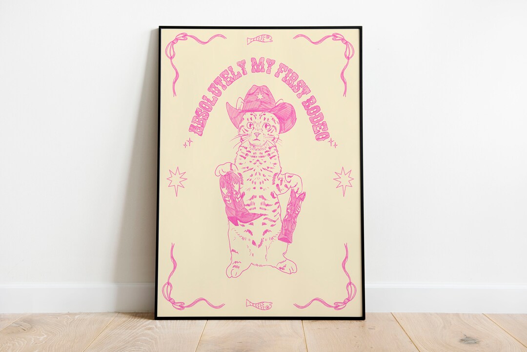 Kitten Cowboy Print | Rodeo Poster | Cat Art Print | Cat Poster ...