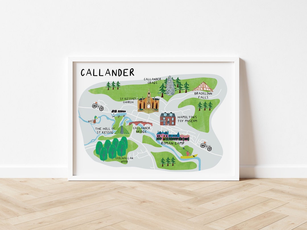 Callander Map - Illustrated Print - Gift for Scotland Lovers and ...