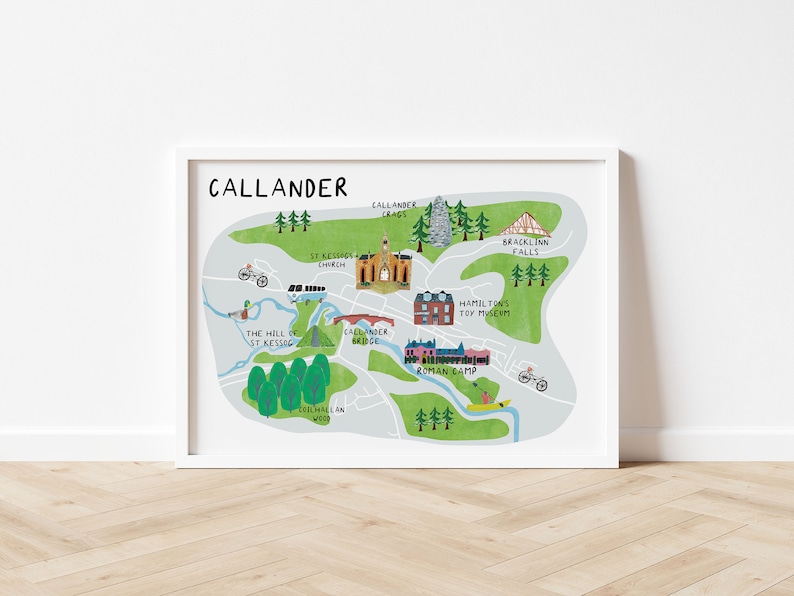 Callander Map - Illustrated Print - Gift for Scotland Lovers and ...