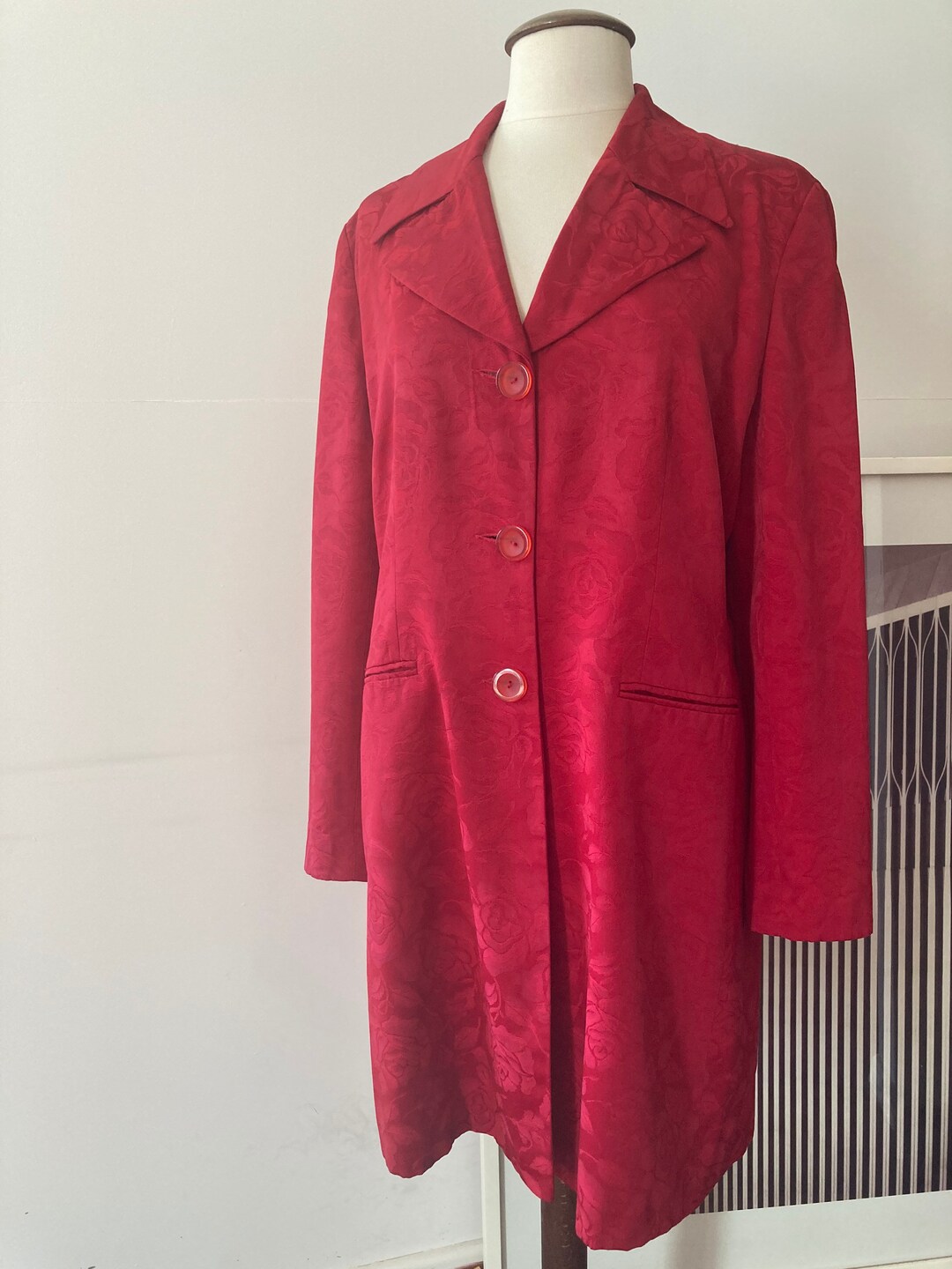 Long Red Vintage Jacket From 1990’s - Etsy