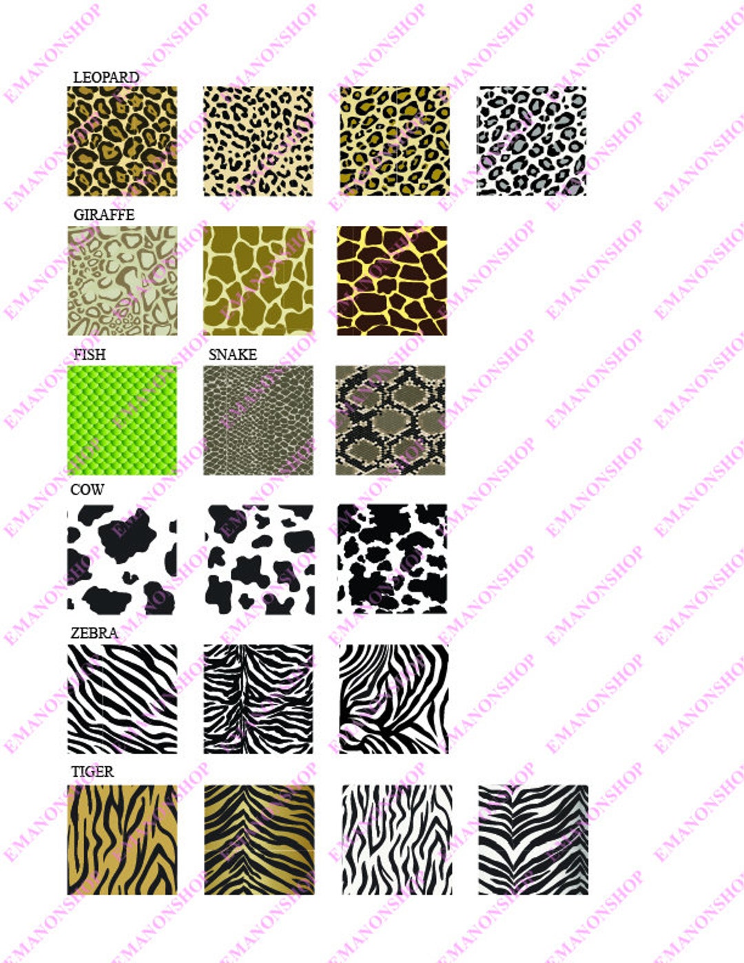 20+ Animal Print Patterns Illustrator (AI) File - Etsy