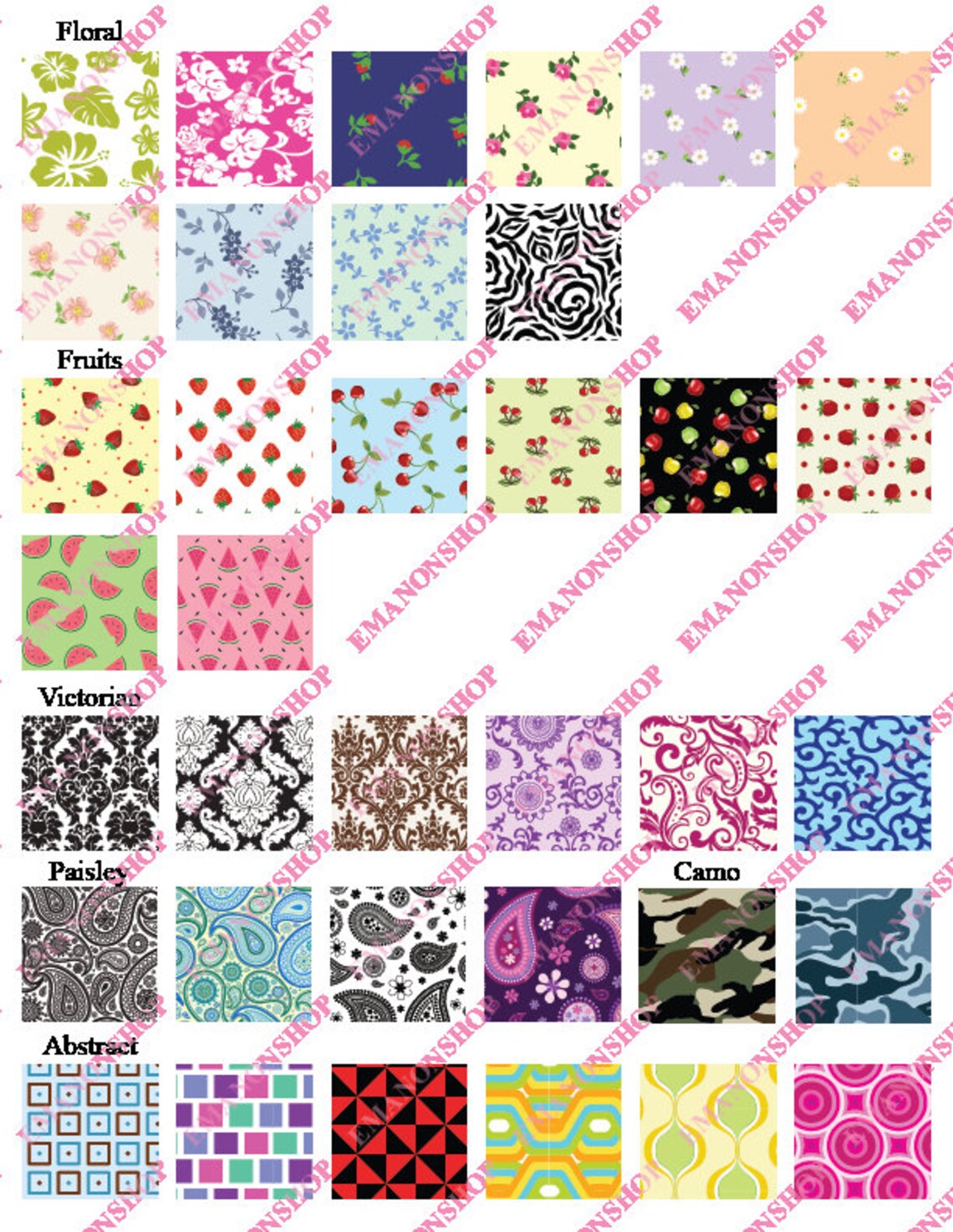 10+ Assorted Textile Print Pattern Swatch Set Adobe Illustrator (AI) - Etsy