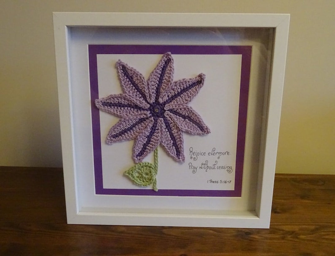 Handmade Crocheted Clematis Flower Bible Verse Box Framed - Etsy