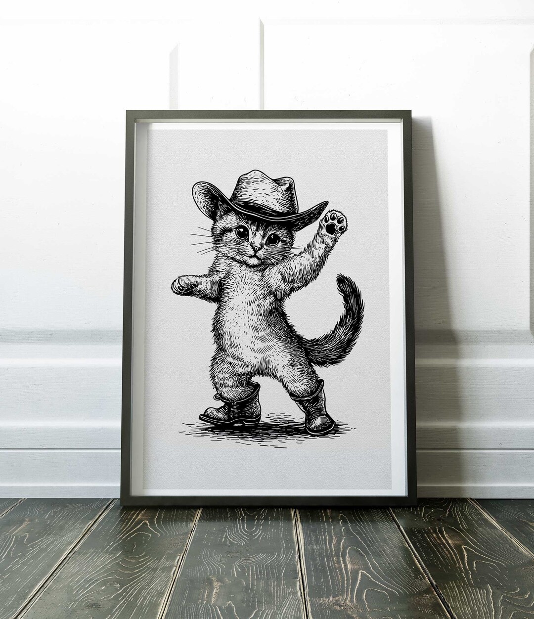 Cowboy Cat Print, Western Animal Art, Funny Cat Wall Art, Rustic Cat ...