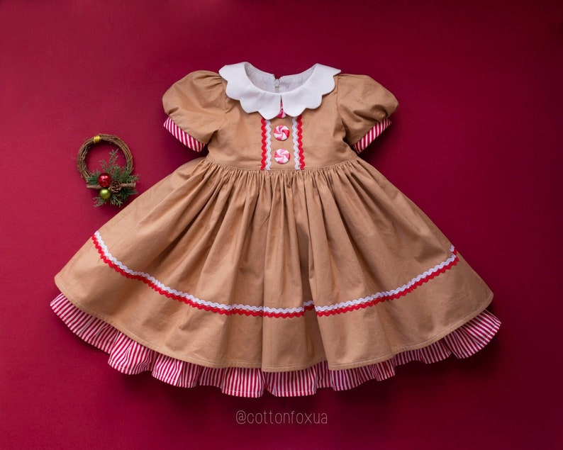 Girls Christmas Dress Gingerbread Girl Dress Gingerbread - Etsy