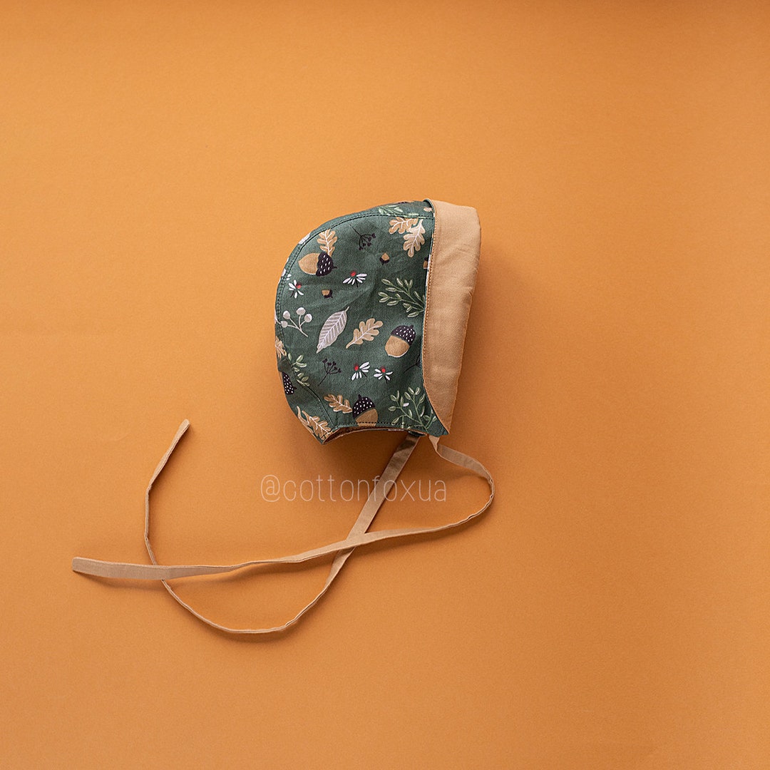 Fall Baby Bonnet: Unisex Cotton Brimmed Bonnet, Autumn Print - Etsy