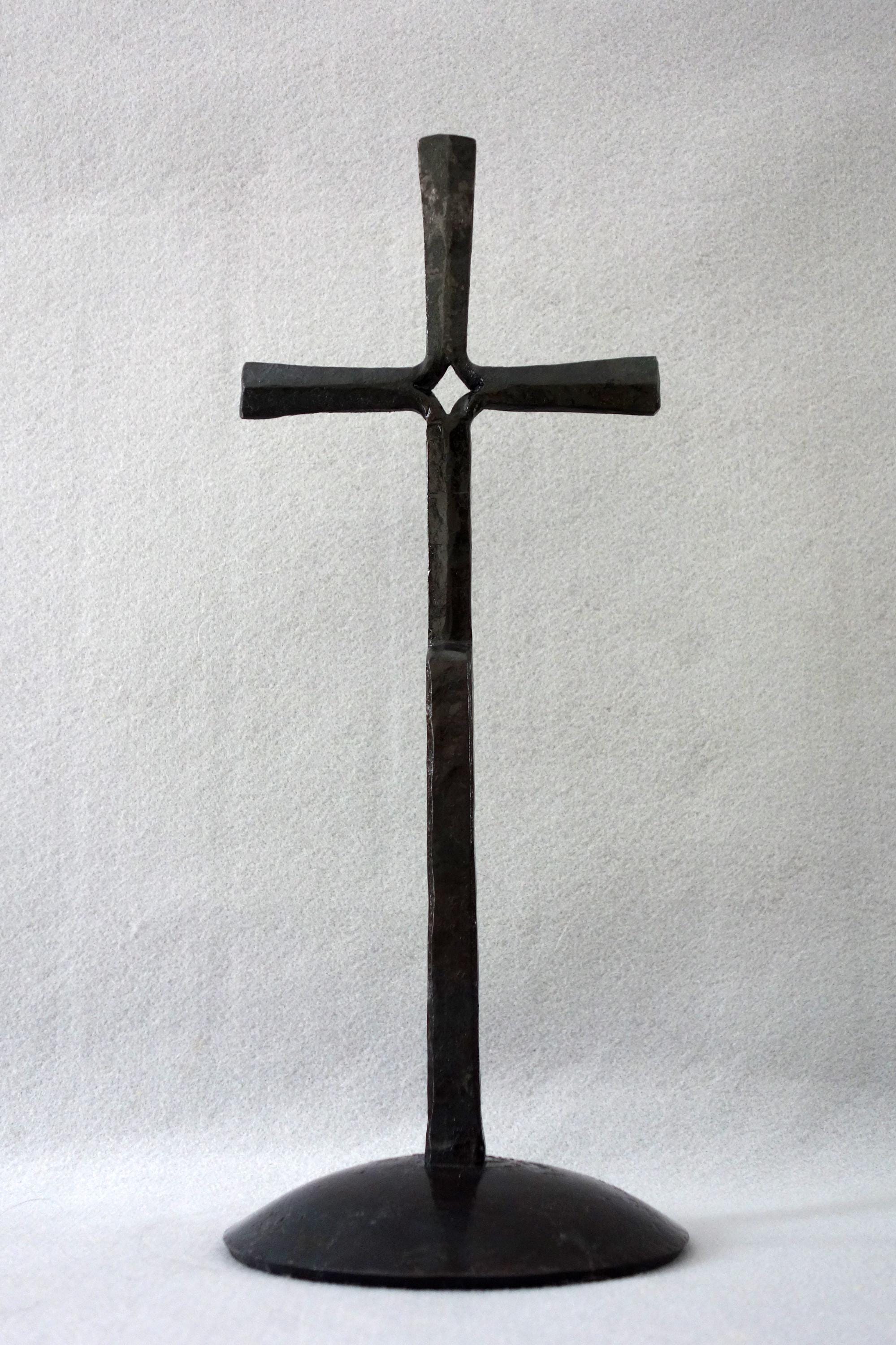 Hand Forged Iron Cross, Iron Cross, Church Cross, Iron Cross With Base ...