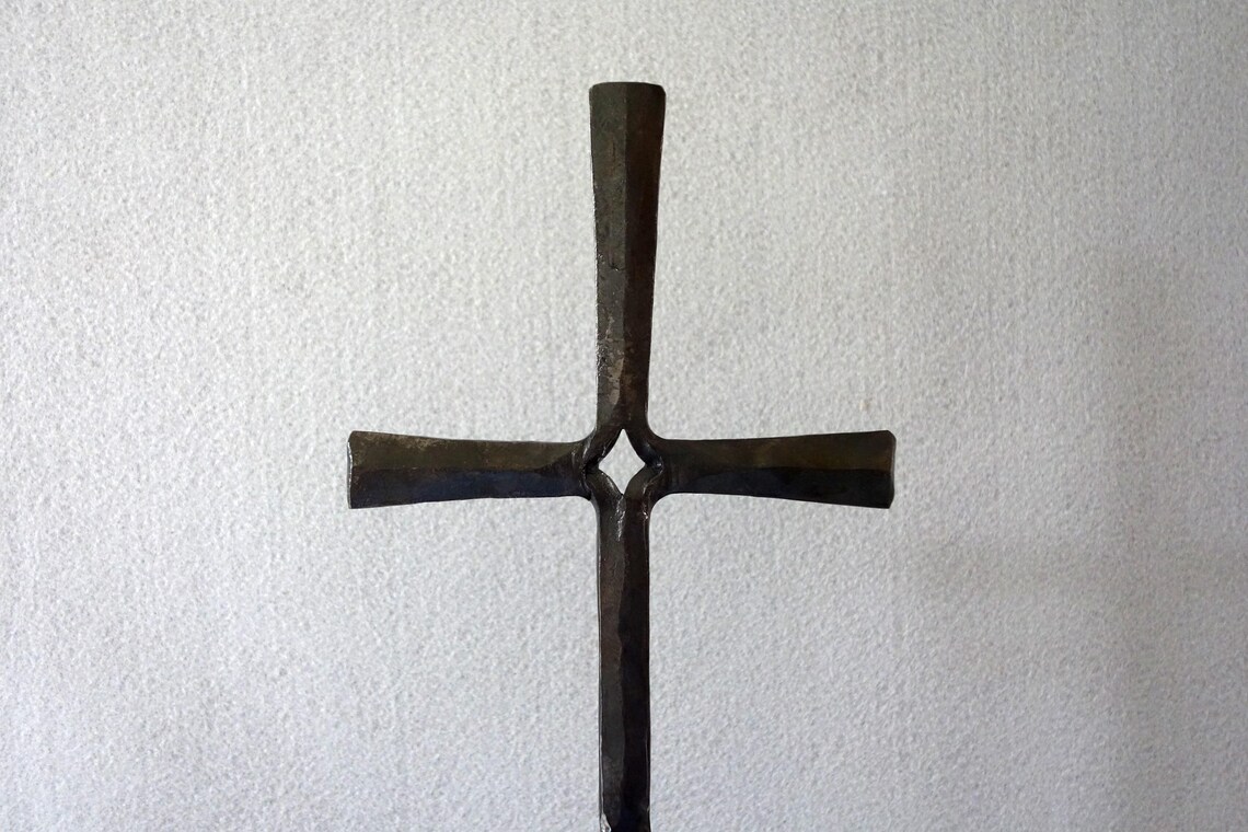 Hand Forged Iron Cross, Iron Cross, Church Cross, Iron Cross With Base ...