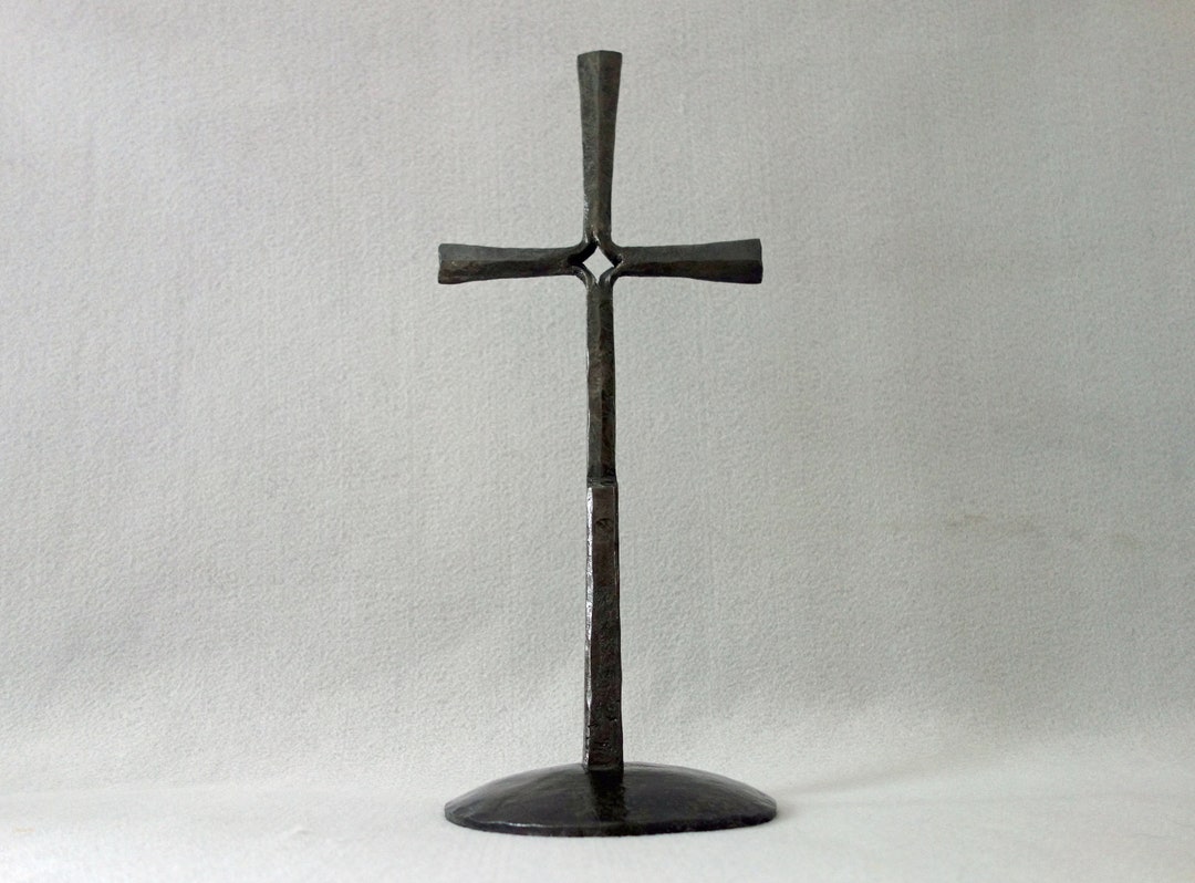 Hand Forged Iron Cross, Iron Cross, Church Cross, Iron Cross With Base ...