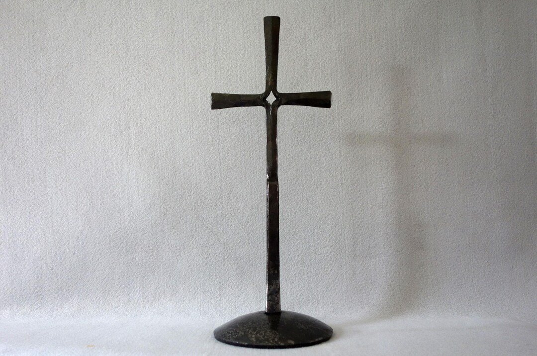Hand Forged Iron Cross, Iron Cross, Church Cross, Iron Cross With Base ...