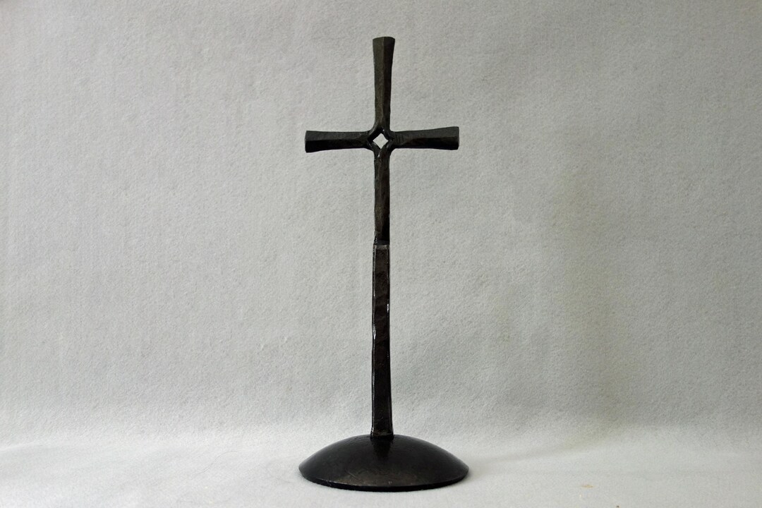 Hand Forged Iron Cross, Iron Cross, Church Cross, Iron Cross With Base ...