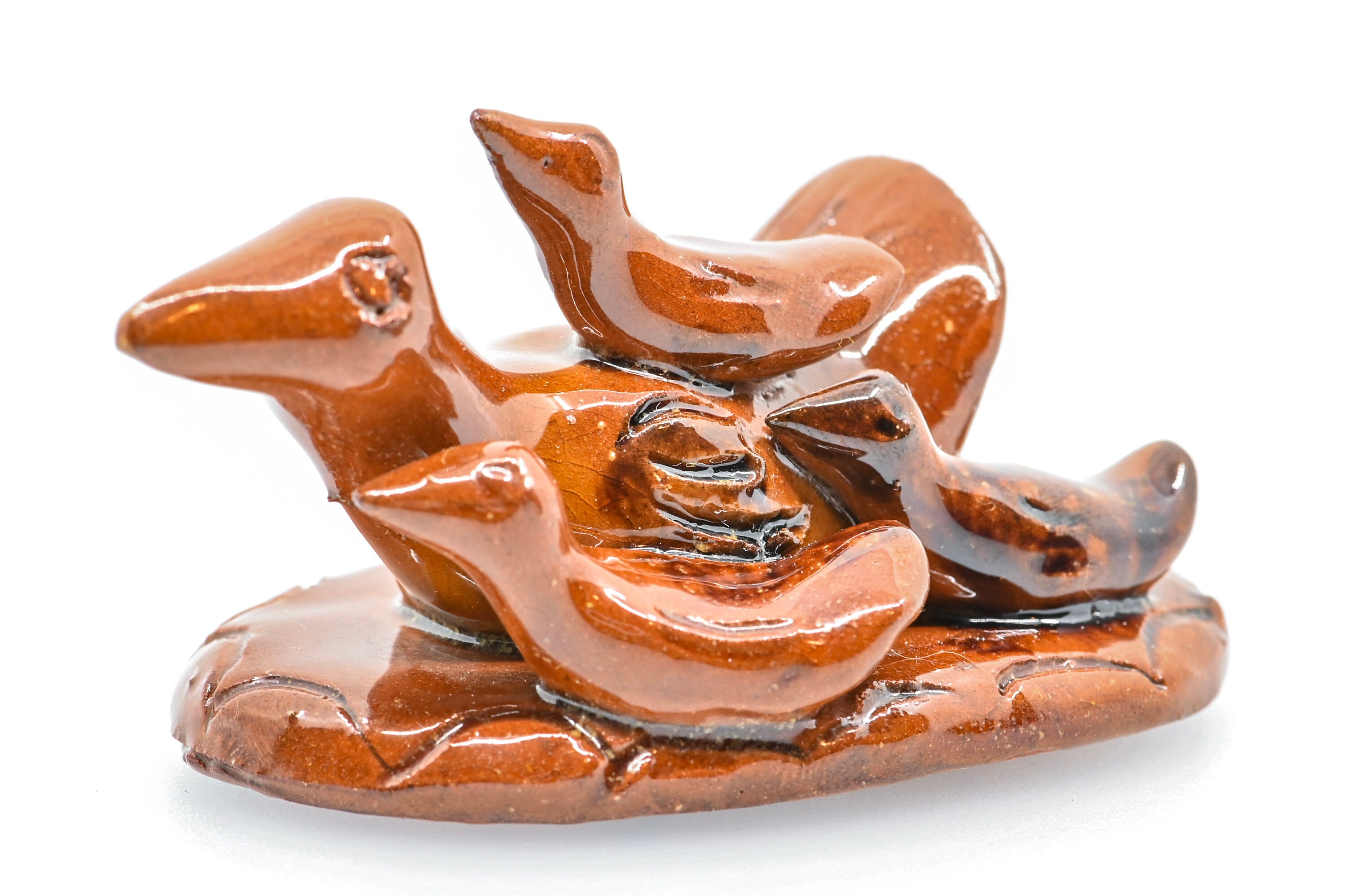 2 Pennsylvania Dutch Revival Redware Hen & Chicks | Etsy