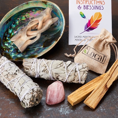 White Sage Smudge Kit With Feather 6 Sage Bundles 6 Palo - Etsy