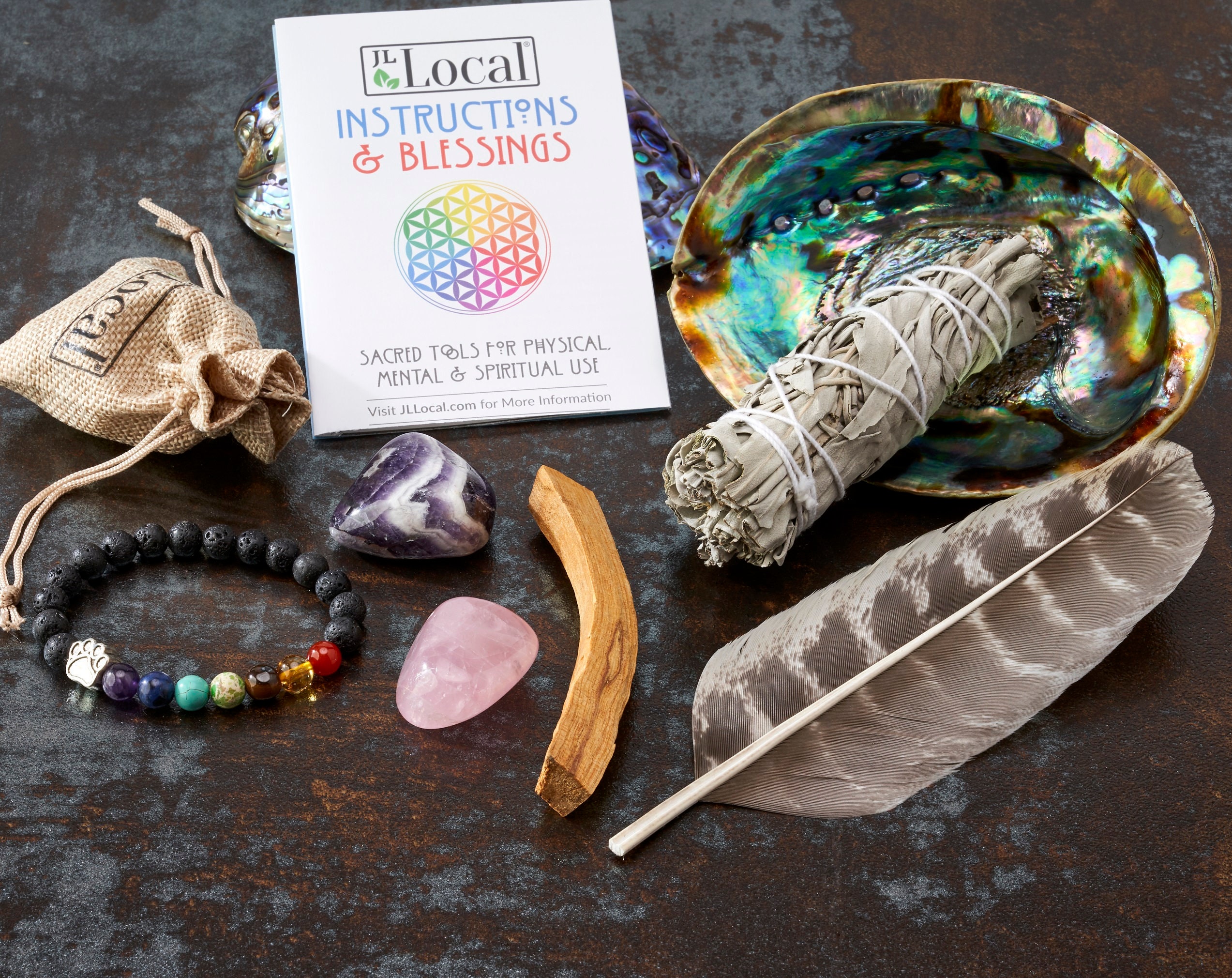 Sage Smudge Kit With Feather White Sage Palo Santo Abalone - Etsy