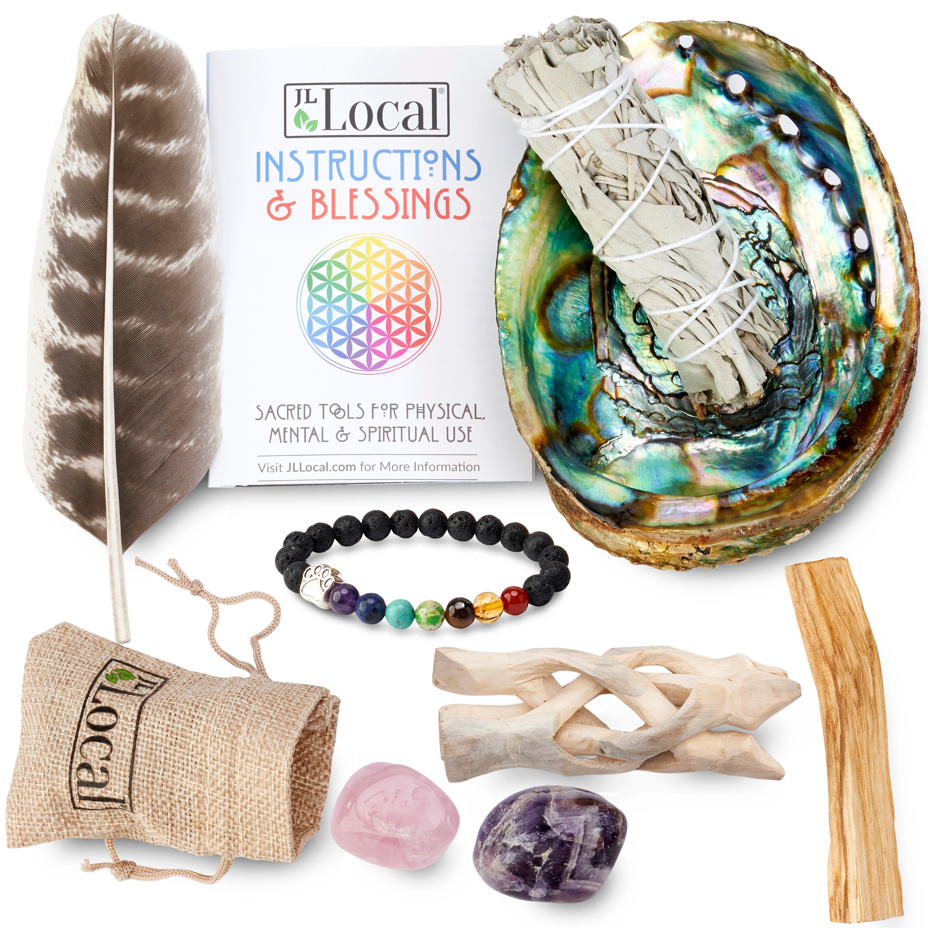 Sage Smudge Kit With Feather White Sage Palo Santo Abalone - Etsy