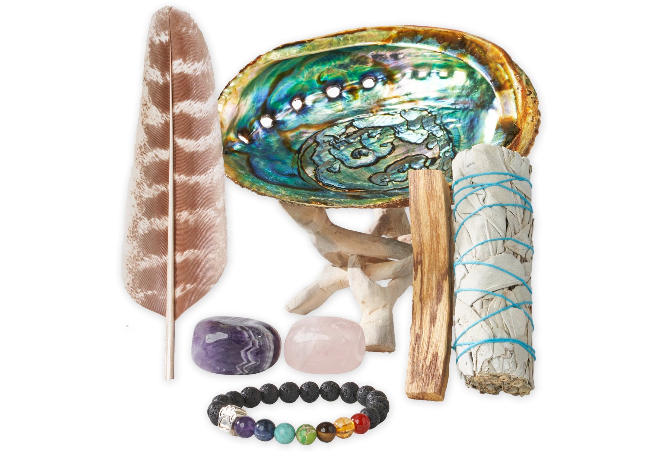 Sage Smudge Kit With Feather White Sage Palo Santo Abalone - Etsy