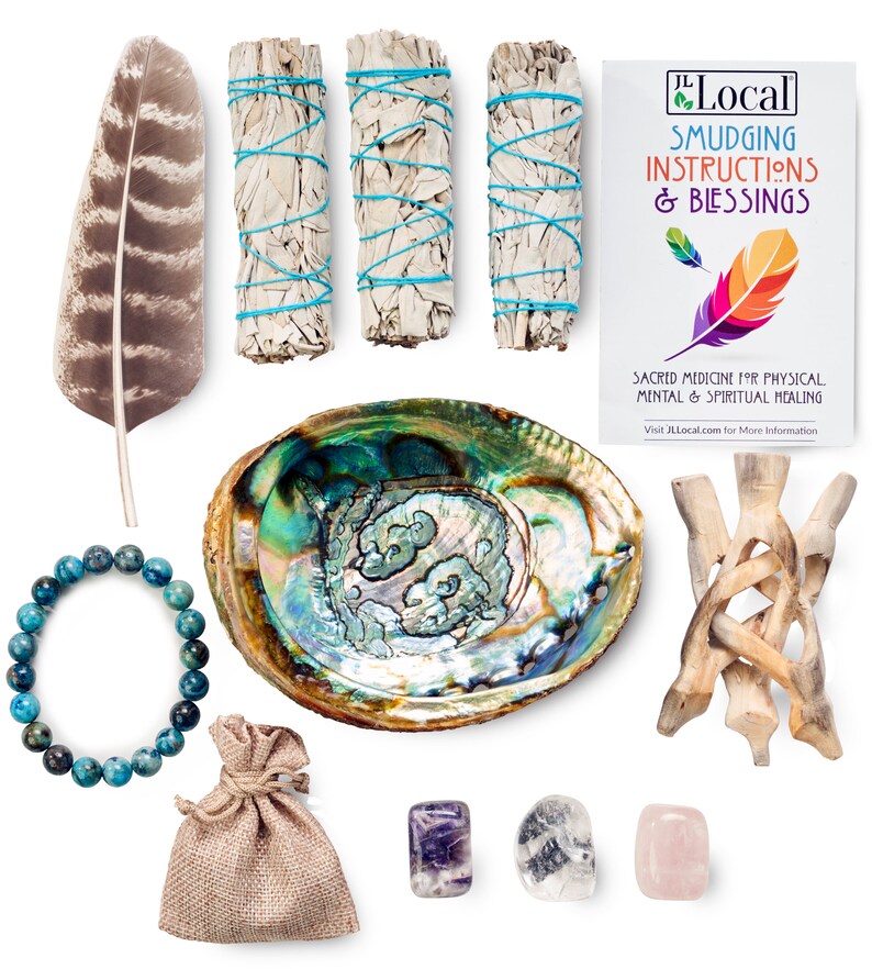 Sage Smudge Kit 3 White Sage Bundles 4 Inch Abalone - Etsy
