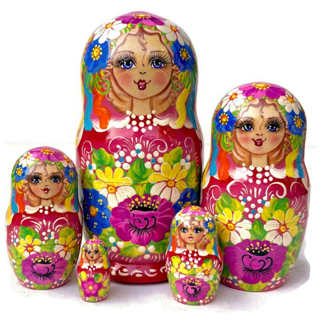 Hand-painted Ukrainian Nesting Dolls: Floral Matryoshka Set - Etsy