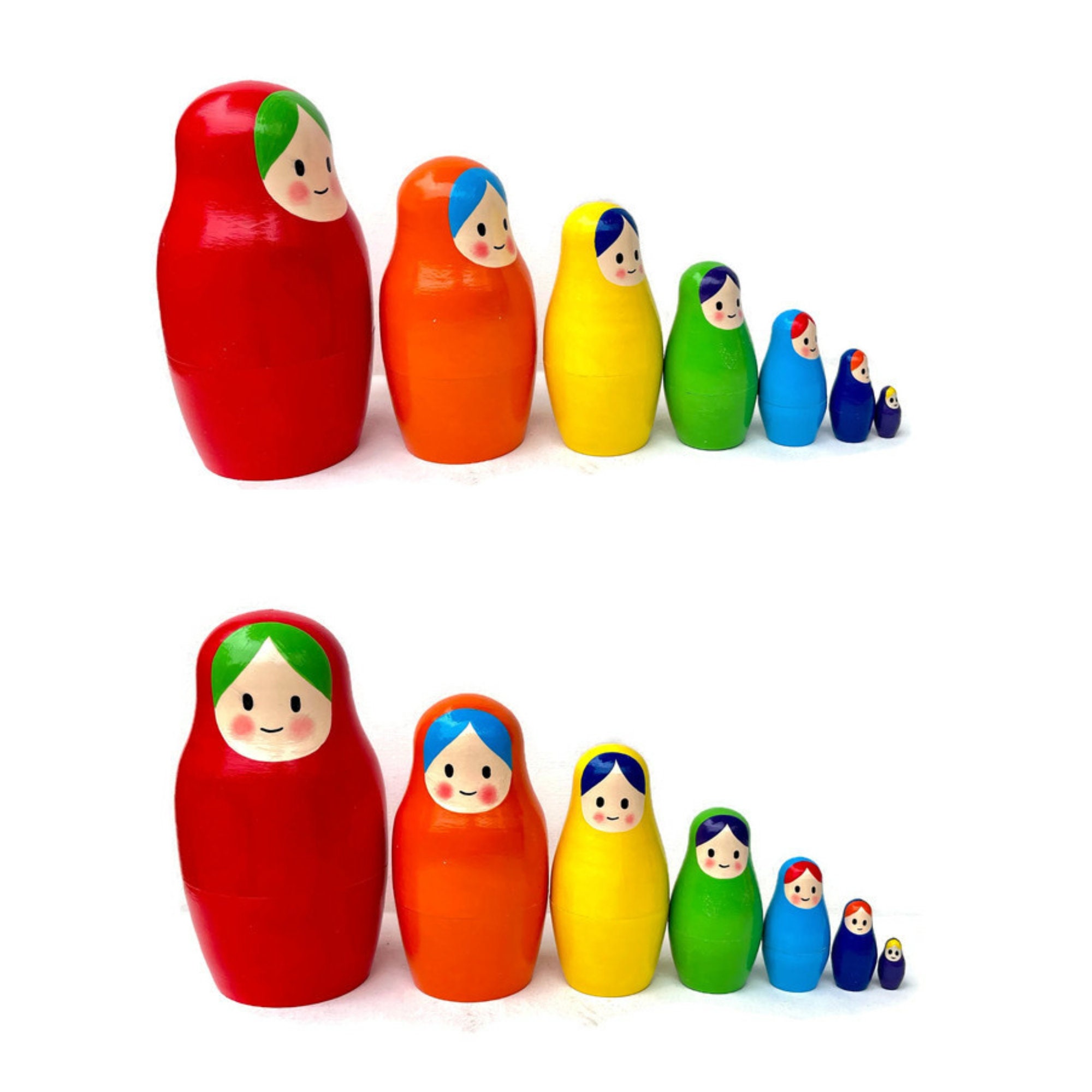 Rainbow Montessori Nesting Dolls - Wooden Stacking Toy, Set of 7 - Etsy