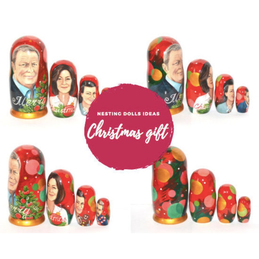 Custom Painted Portrait Nesting Dolls – Personalized Matryoshka Family ...