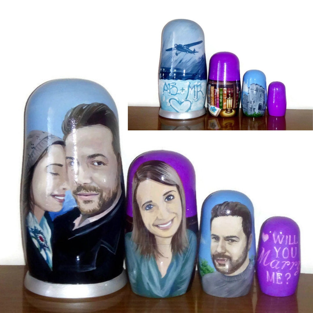 Custom Nesting Dolls - Painted Portrait - Will You Marry Me? - Russian ...