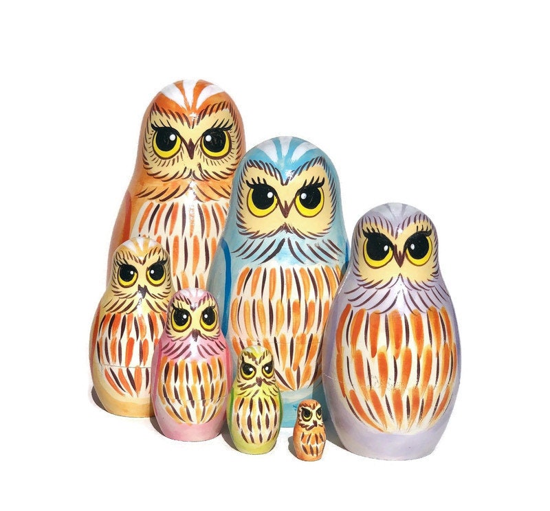 Owl Nesting Dolls Handmade Wooden Owl Toy Owl Decor | Etsy