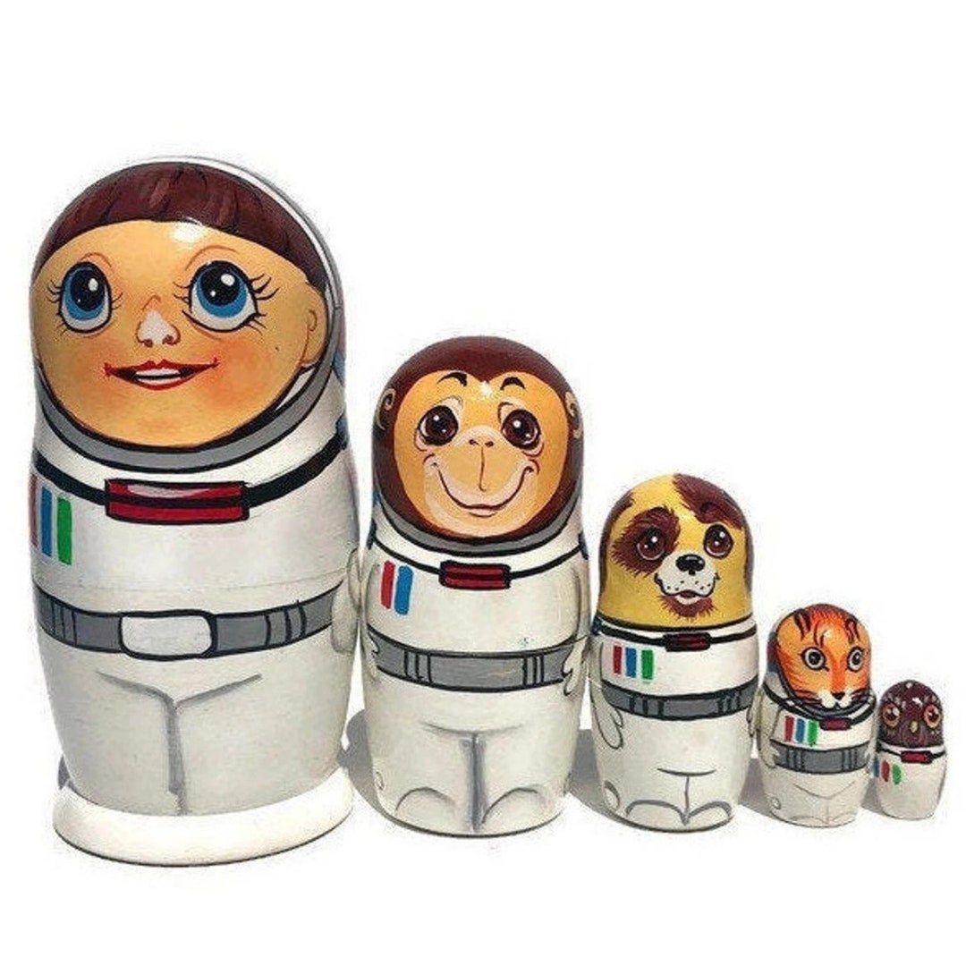 Space Team Nesting Dolls: Hand-painted Wooden Toy, Astronaut Animals - Etsy