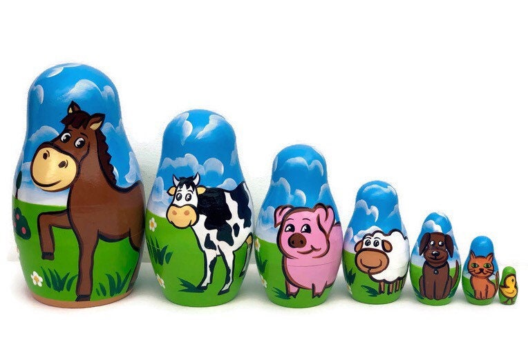 Farm Animals Nesting Dolls for Kids 7 Dolls Developing Toy | Etsy
