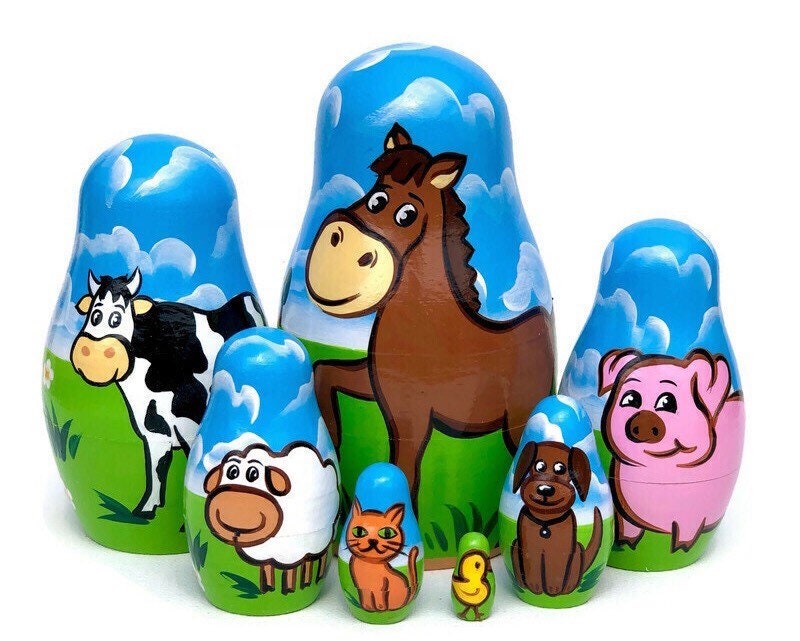 Farm Animals Nesting Dolls for Kids 7 Dolls Developing Toy | Etsy