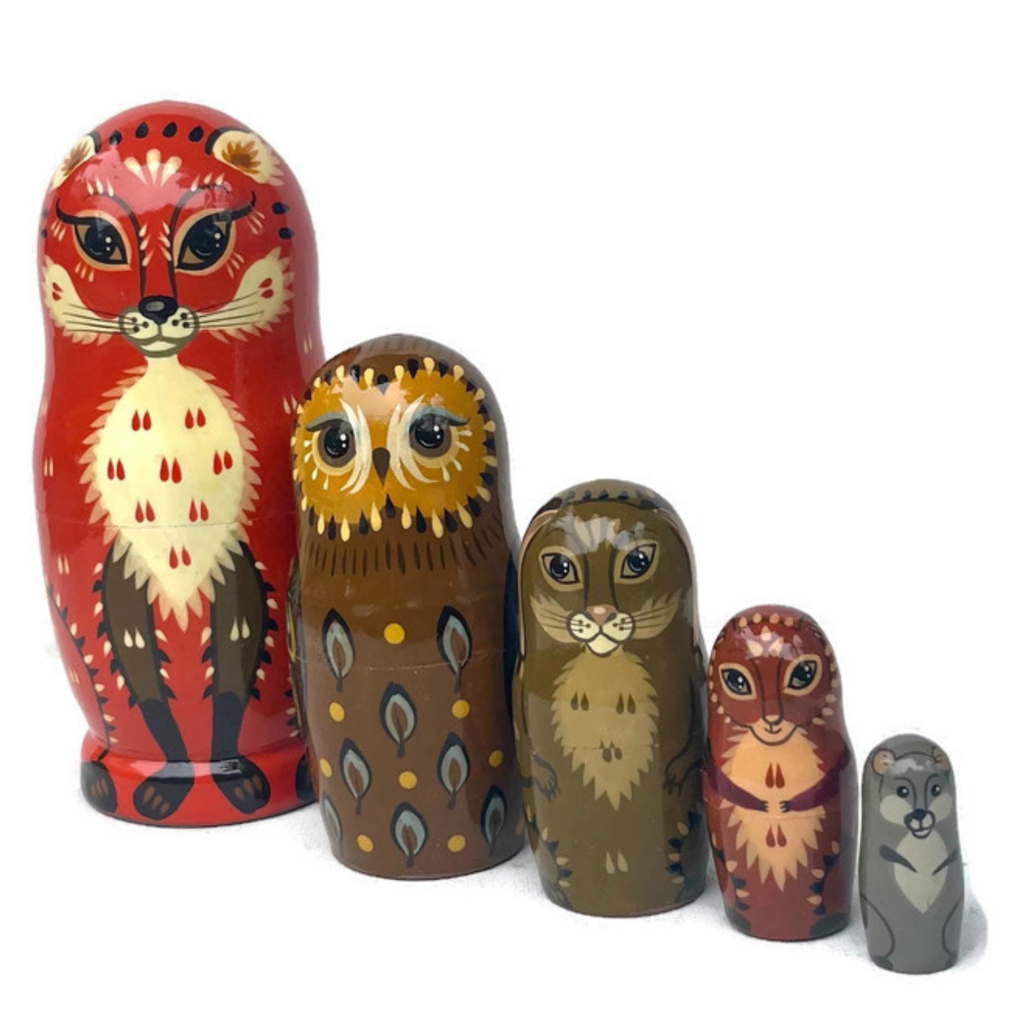 Woodland Animals Nesting Dolls: Hand-painted Wooden Toy for Toddler - Etsy