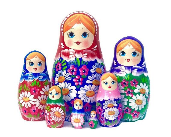 Rainbow Color Nesting Dolls for Kids Handmade Wooden Toy | Etsy