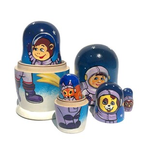 Space Team Nesting Dolls for Kids, Wooden Toy for Toddlers, Waldorf Toy ...