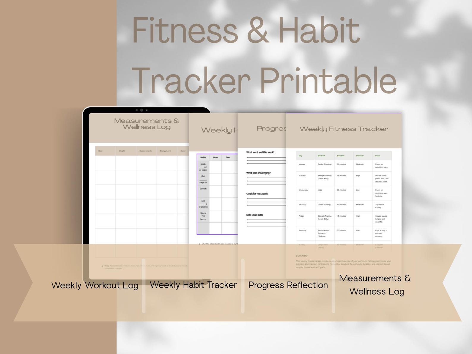Fitness & Habit Tracker Printable Weekly Workout Planner - Etsy