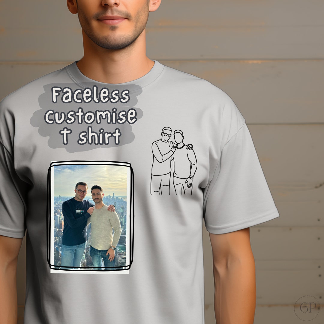 Single Line Art Custom Portrait T Shirt Personalized Couple Friends ...