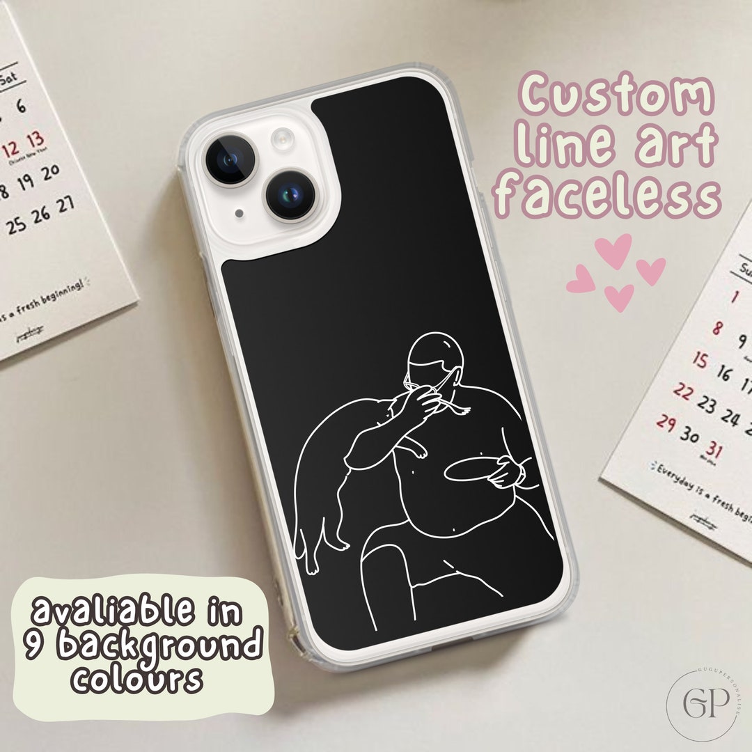 Custom Cartoon Faceless Portrait Family Photo Phone Case for Dad ...