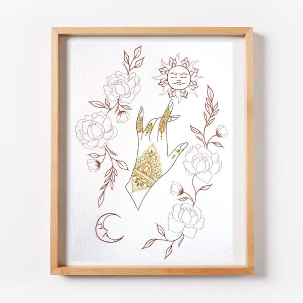Henna Sun and Moon - Etsy