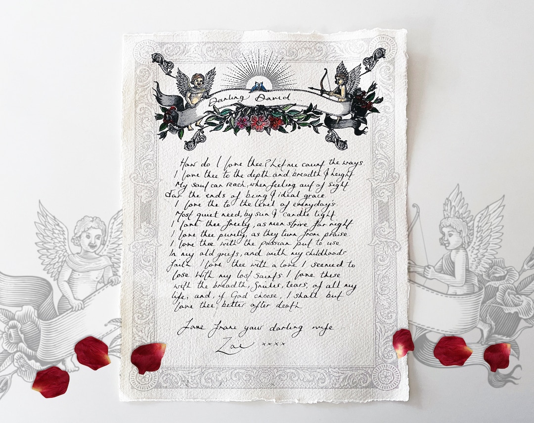 Handwritten Love Poem How Do I Love Thee, Valentines Gift, Love Letter ...