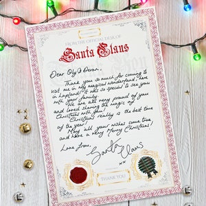 Authentic Hand Written Thank You Letter From Santa Claus - Lapland ...