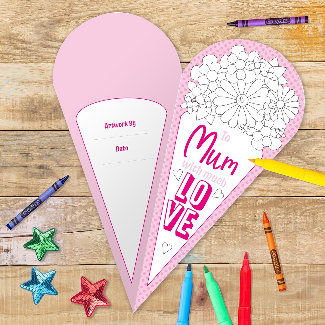 Printable Mother's Day Card - Coloring DIY Greeting Mum, Mom, Grandma ...