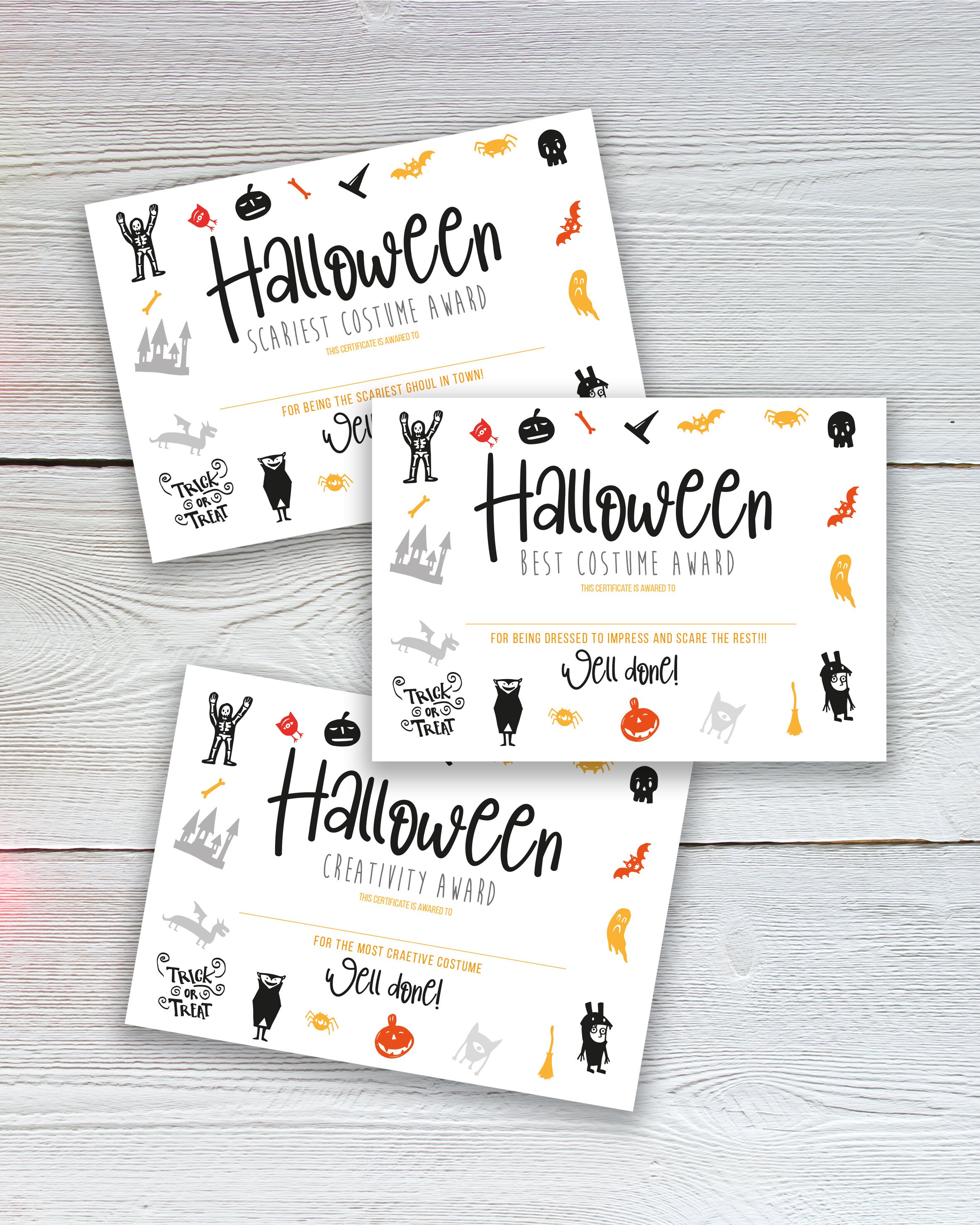 Halloween Costume Award Certificates: Spooky Party Favors - Etsy UK